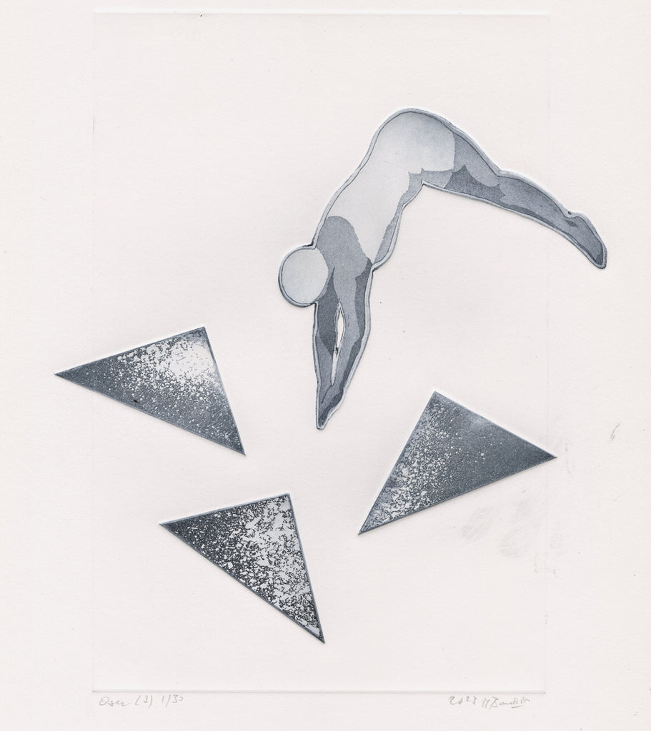 Hélène BAUTISTA - Oser - Multiple plate aquatint printed in blue ink - detail — Mesh Art Gallery