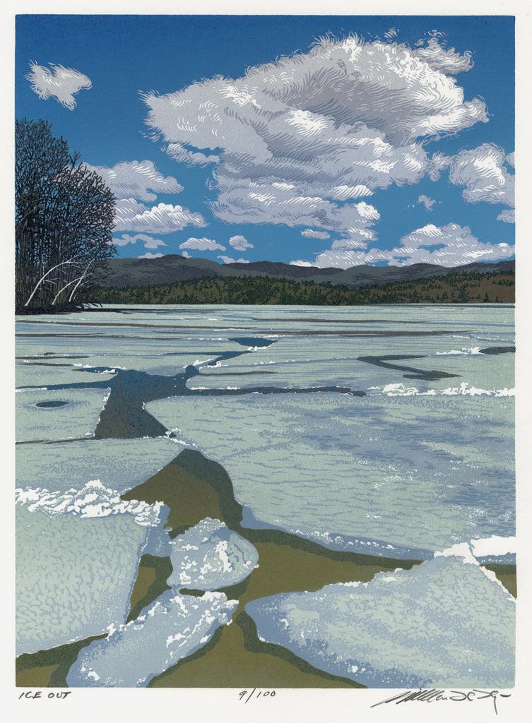 William HAYS - Ice Out - Color linocut — Mesh Art Gallery