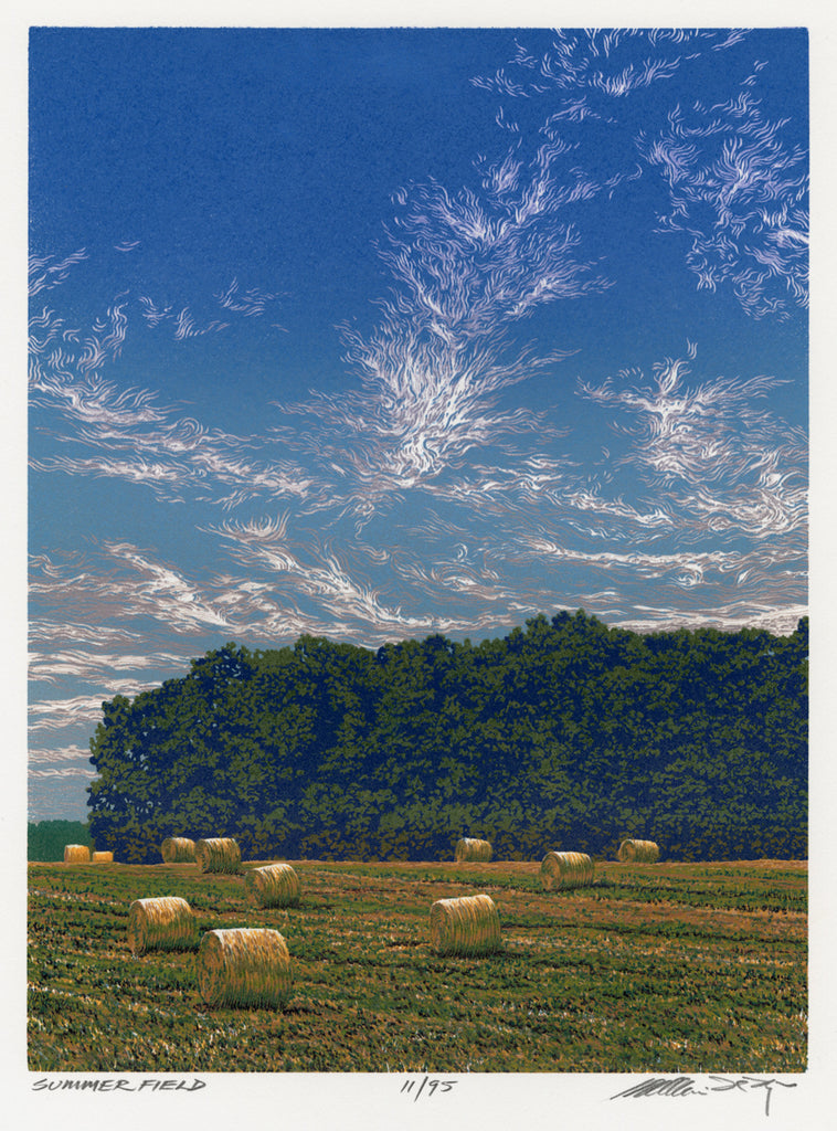 William HAYS - Summer Field - Color linocut - 2024 — Mesh Art Gallery