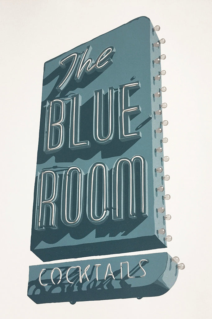 Dave Lefner: The Blue Room - color linocut reduction mid-century ...