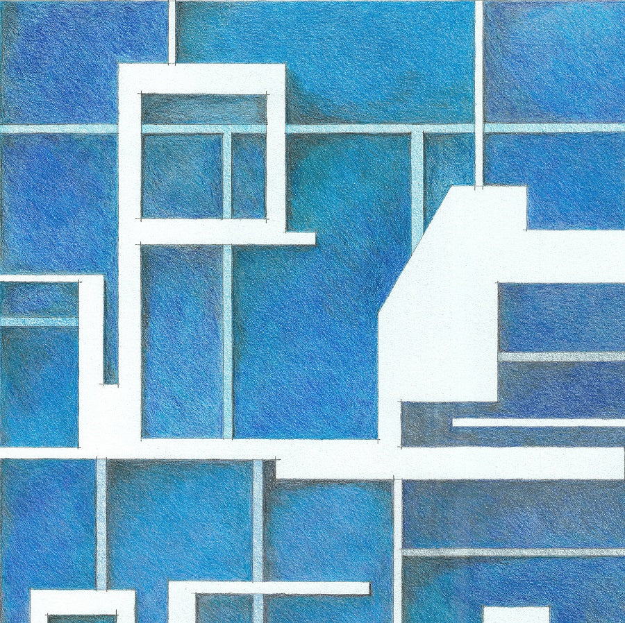John W. Cline: Untitled 106 - abstract drawing blue dominant by John ...