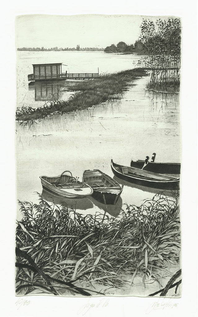 Livio Ceschin: Along the Po River, realistic etching drypoint ...